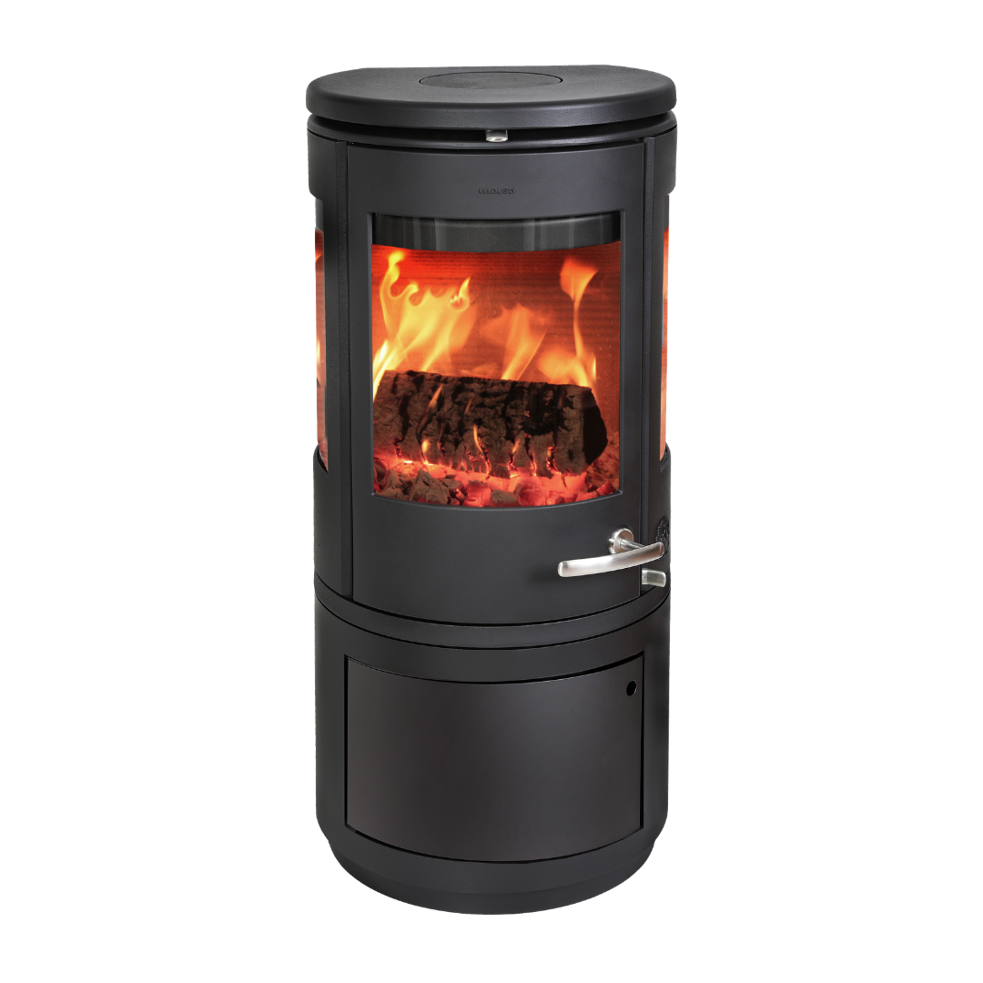 Cast iron stove Morsø 7943 – 180° View with Log Storage